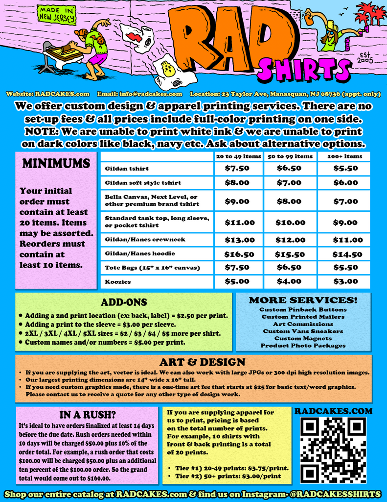 2023 Info & Pricing – RAD Shirts Custom Printing