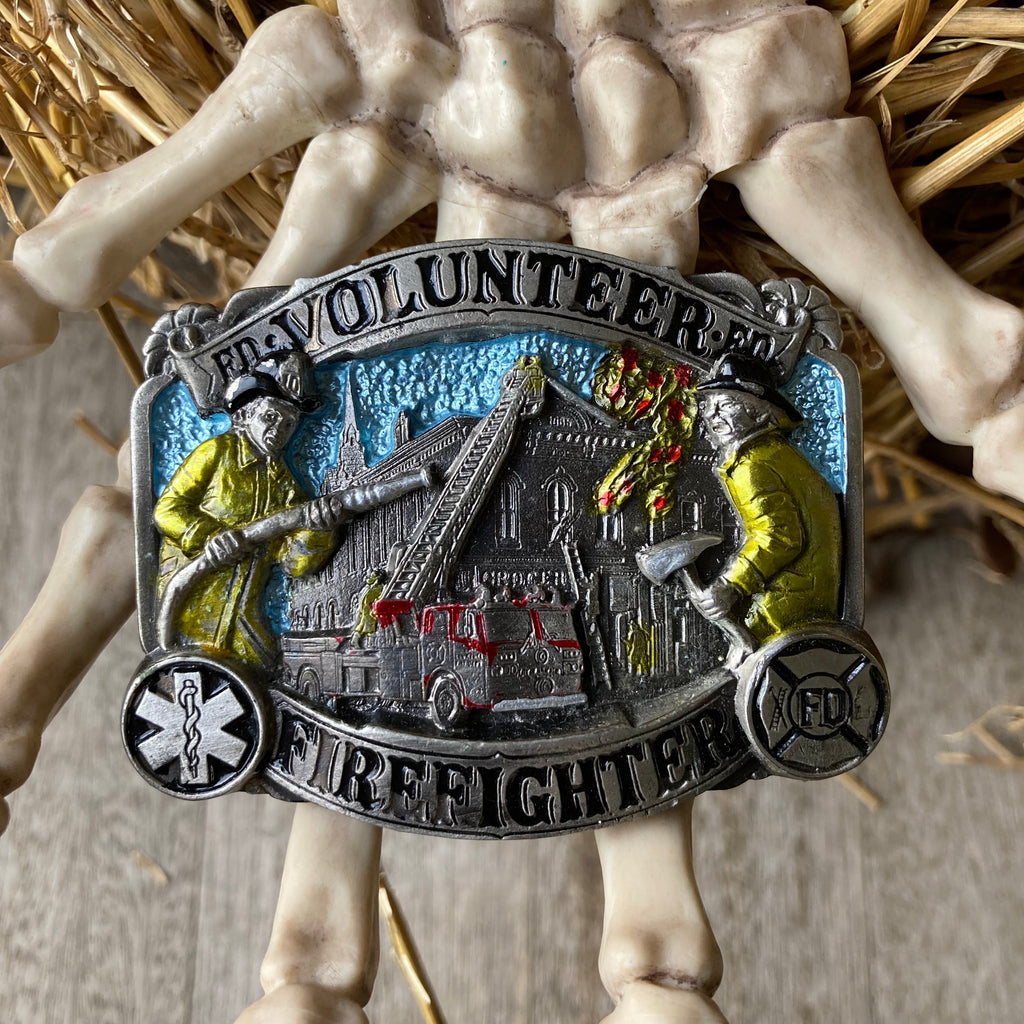 1986 Volunteer Firefighter belt buckle – RAD Shirts Custom Printing