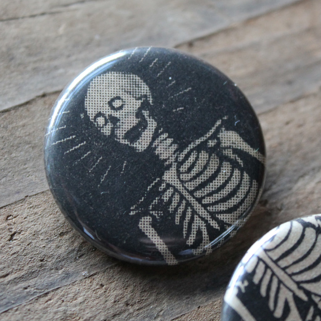 Pair of Skeleton pinback buttons – RAD Shirts Custom Printing
