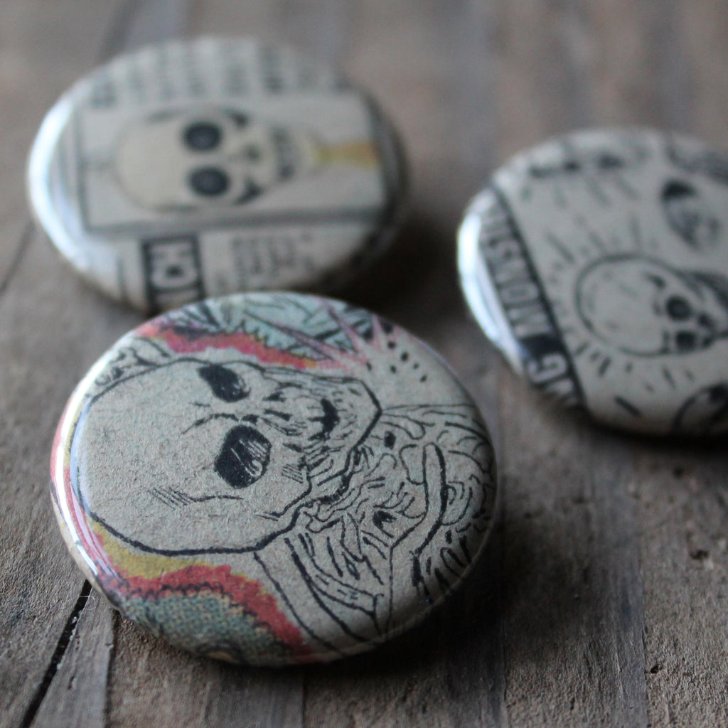 Set of 3 Skull pinback buttons – RAD Shirts Custom Printing