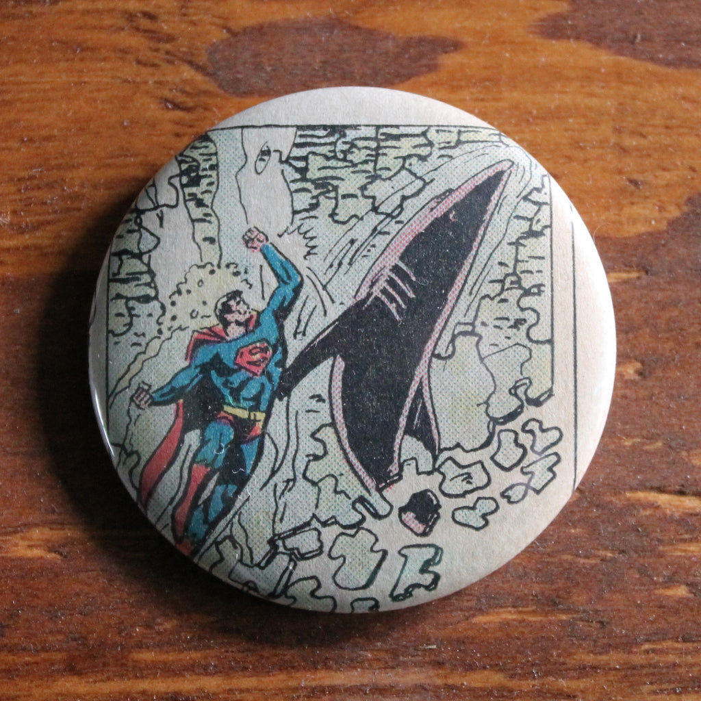 Superman Punching a Shark 2.25" pinback button – RAD Shirts Custom Printing